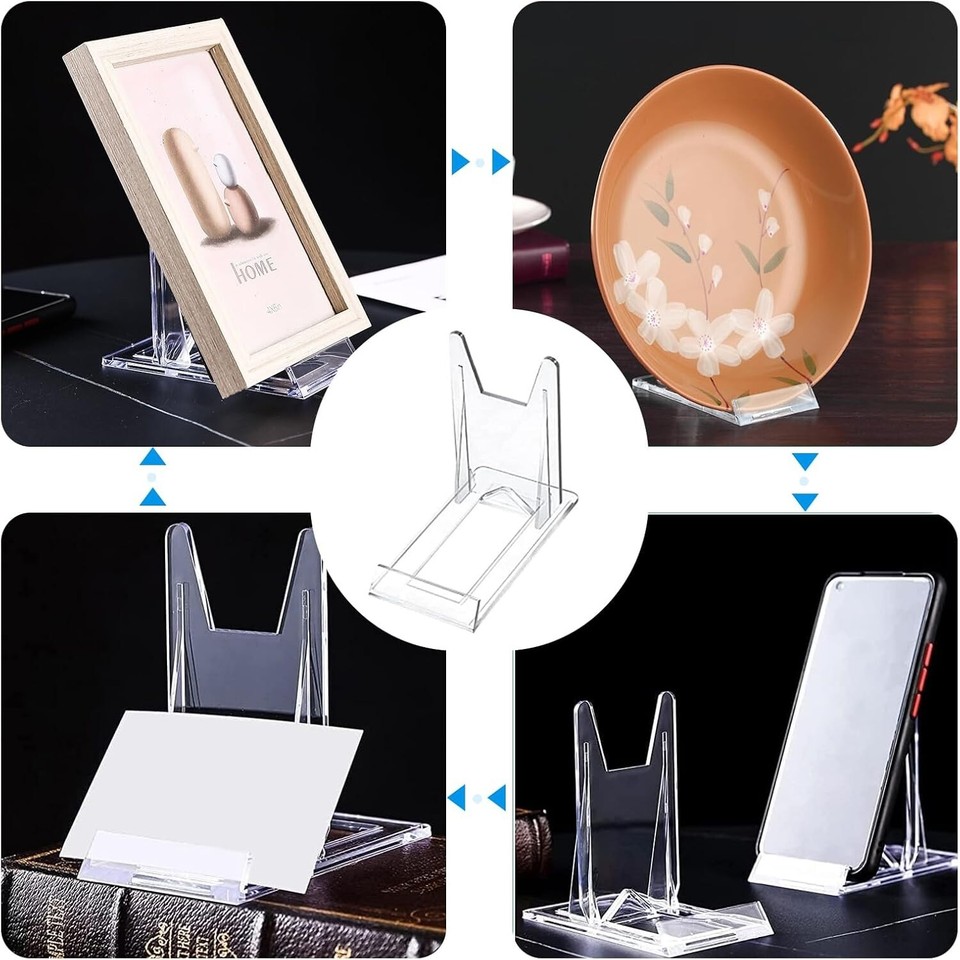12 Pcs Acrylic Plate Stands, Adjustable Sliding Clear Display Stand ...