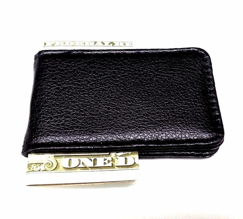 Black Money Clip Leatherette Magnetic Cash Credit Card Wallet Clipper ...