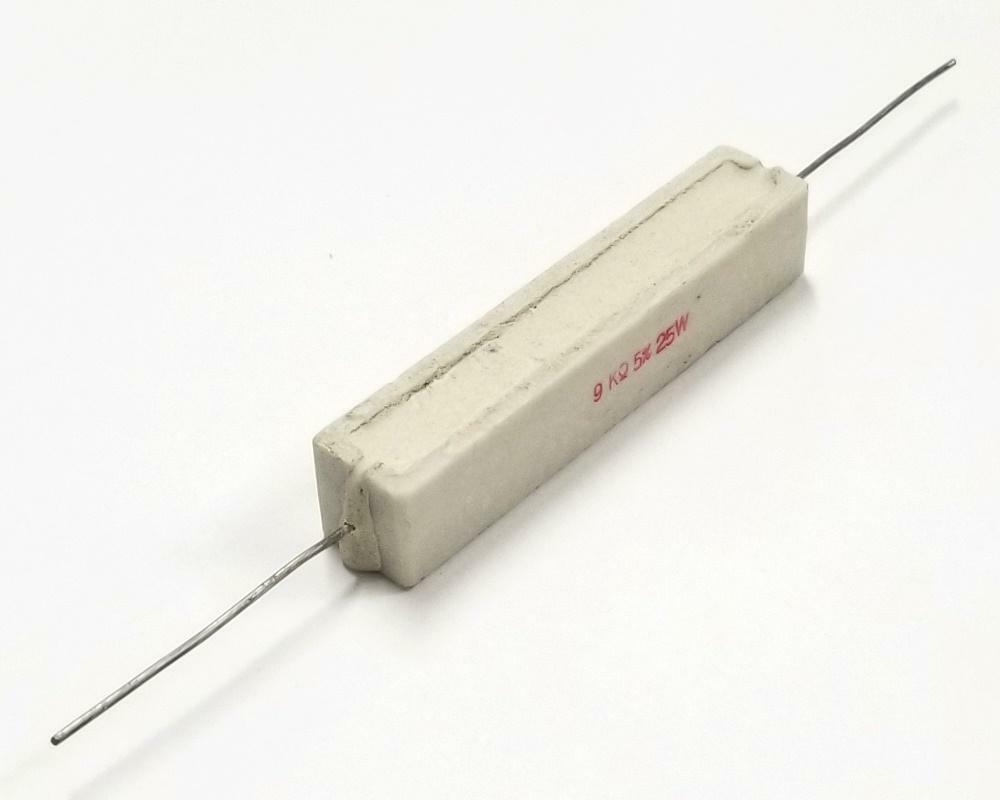 Lot of 2, 9K 9,000 Ohm 25 Watt Wirewound Ceramic Power Resistors 25W ...