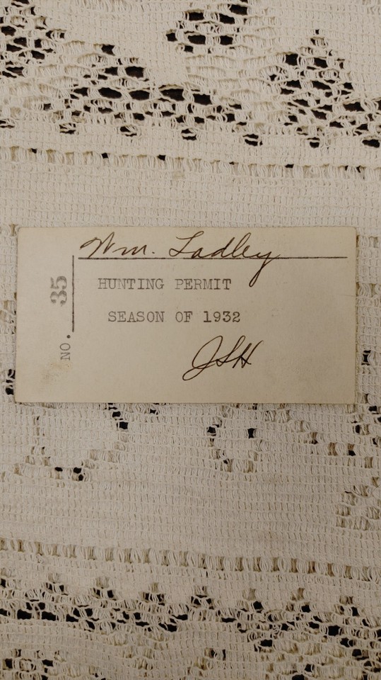 1932 PA Hunting PERMIT No. 35 Not License Paper M.D. Business Card ...