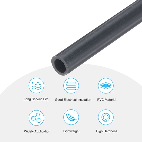 2pcs PVC Rigid Round Pipe 4mm ID 6mm OD 9" Length Dark Grey High Impact ...