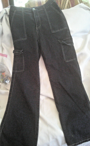 Vip Jeans Cargo Carpenter Denim Jeans Womens Size 9/29 Pockets Black | eBay