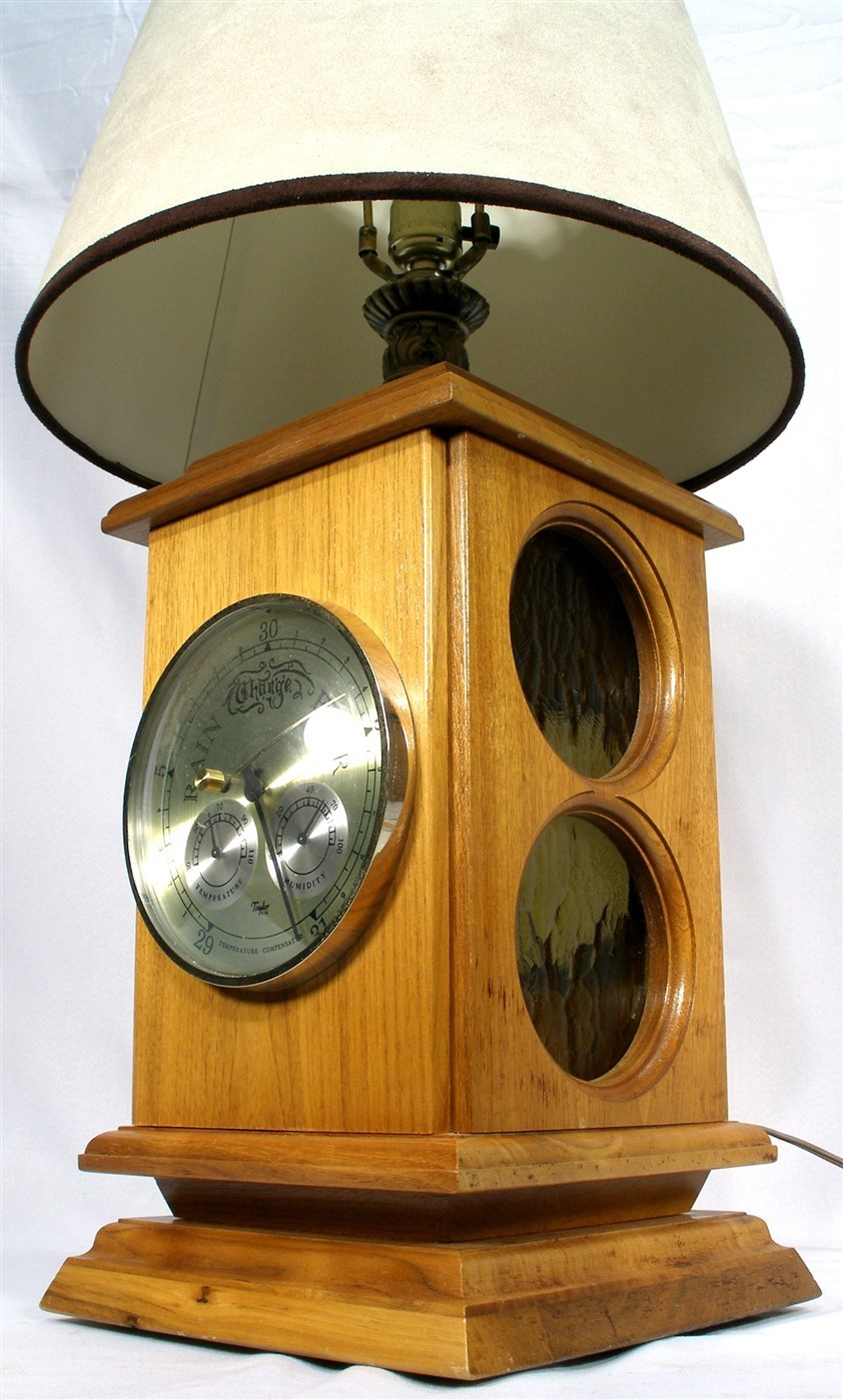 VINTAGE UNIQUE TAYLOR BAROMETER THERMOMETER WOOD DECOR MODERN TABLE ...