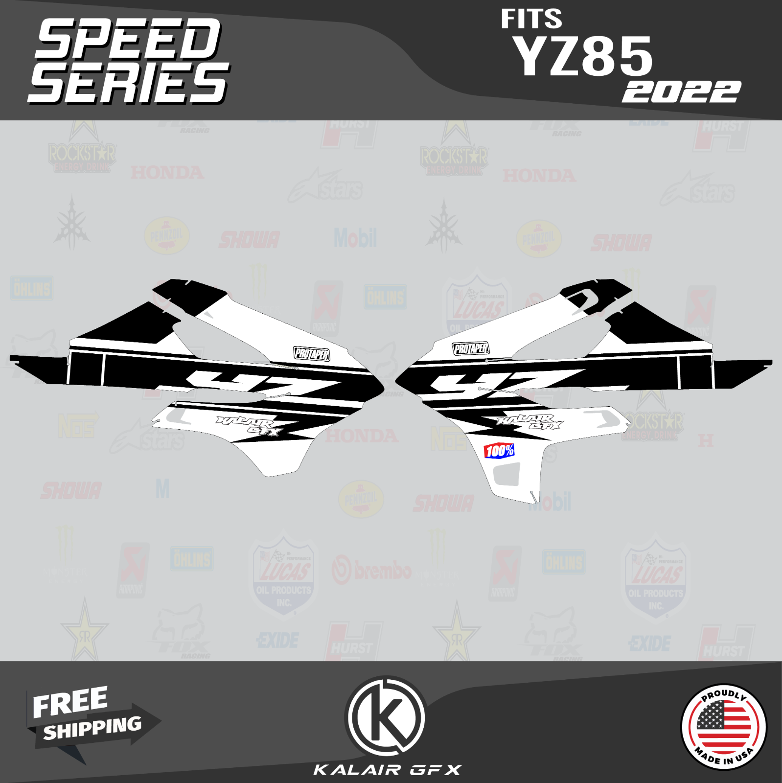 Graphics Kit for Yamaha YZ85 (2022-2023) YZ 85 Speed Series - White | eBay
