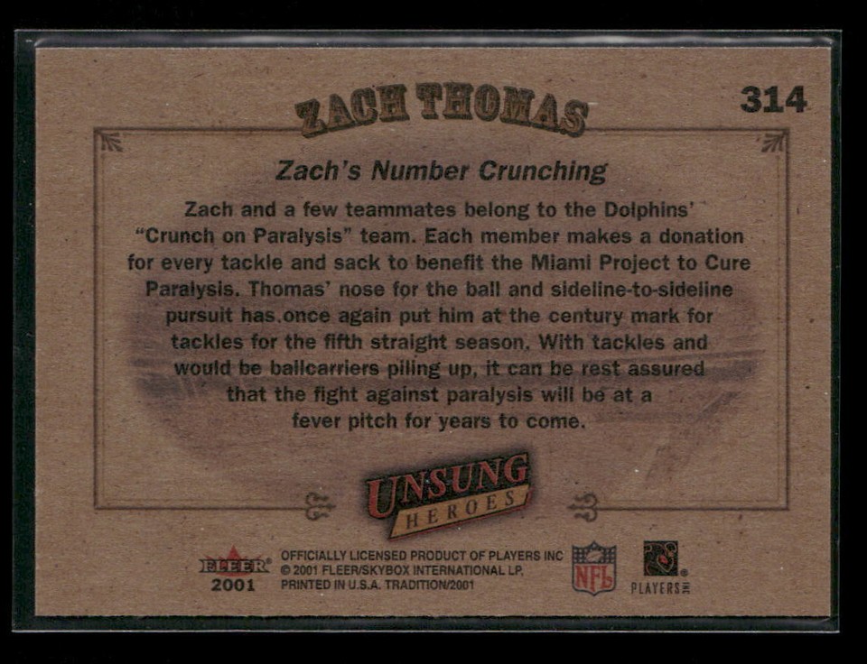 Zach Thomas 2001 Fleer Tradition #314 | eBay