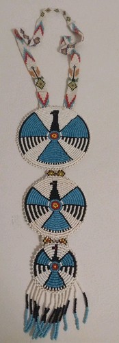 Native American Vintage Blue Multi Color Seed Bead Thunderbird Pendant ...