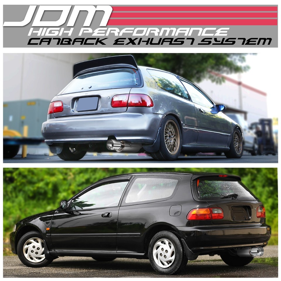 Honda Civic EH2/EH3 3 Door Hatchback Stainless Catback Exhaust Muffler ...