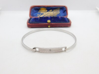 Scottish Sterling Silver & Natural Diamond Set Bangle Bracelet 2001 ...