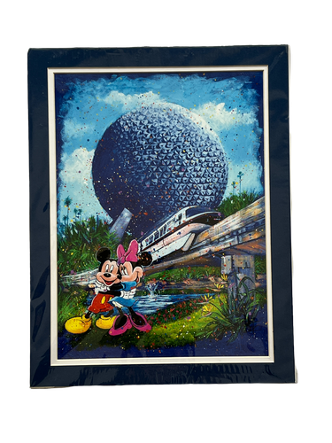 Disney "We Love EPCOT" by Artist Stephen Fishwick 14x18” Matted Print ...