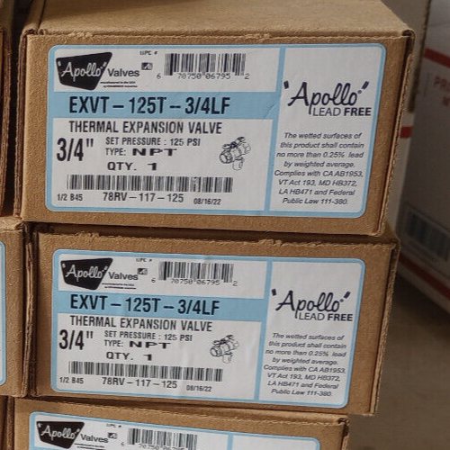 New In Box APOLLO VALVES THREADED END THERMAL EXPANSION RELIEF VALVE, 3 ...