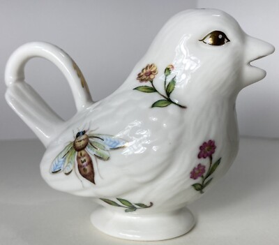 Grace's Teaware Bird Creamer Sparrow Porcelain Flowers Ladybug Bee 3.25 ...