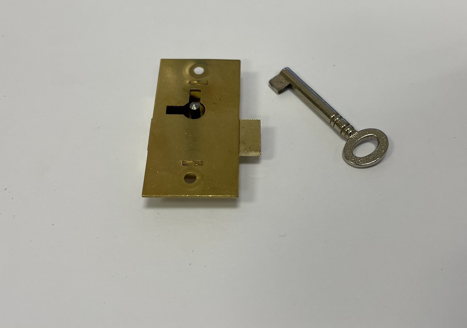 Cabinet Lock Key Brass Finish 51mm x 25mm Door Straight Cupboard Lock ...