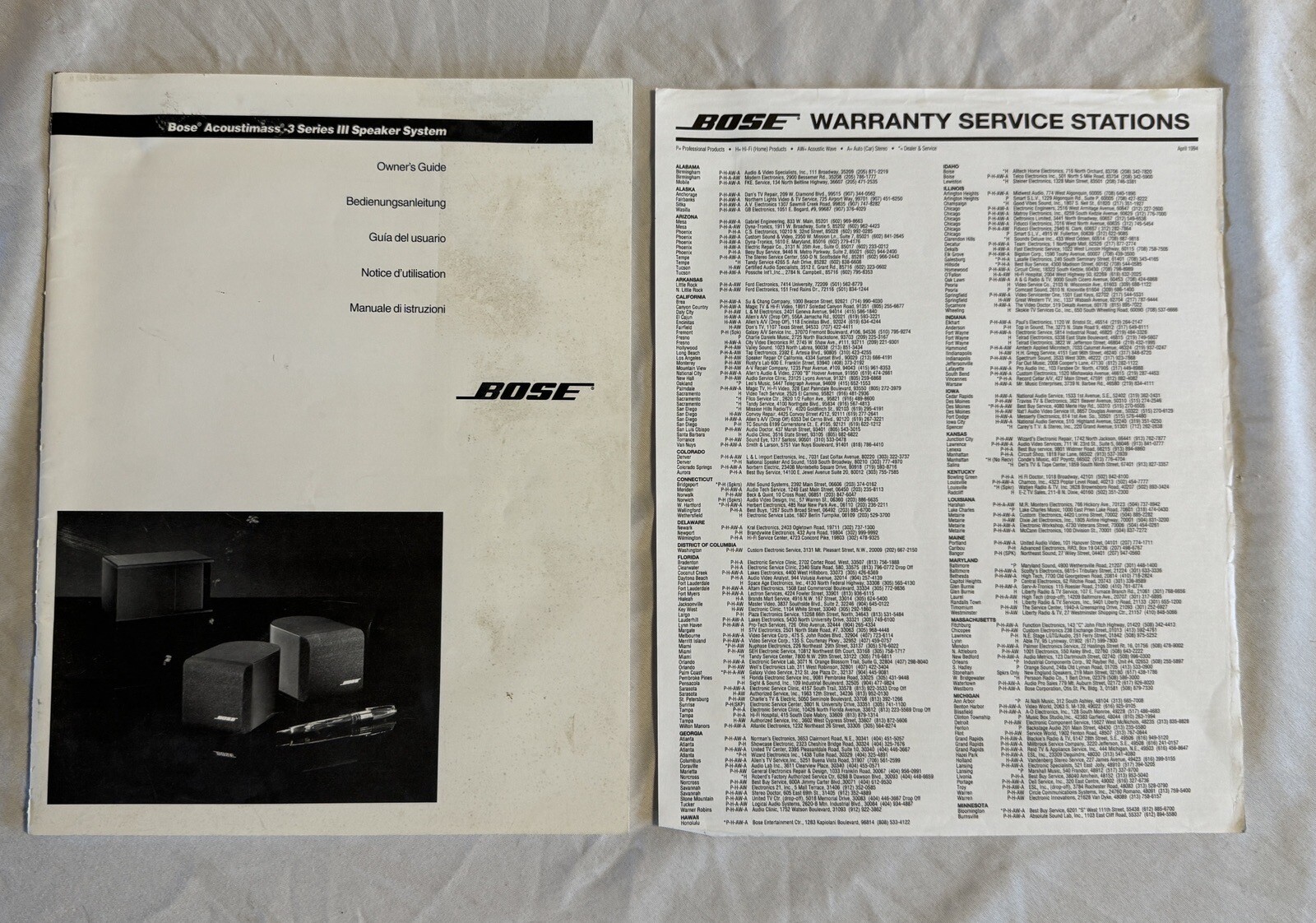 BOSE ACOUSTIMASS 3 SERIES III SPEAKER SYSTEM OWNER'S MANUAL . | eBay