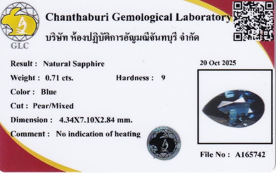 💎 GLC CERTIFIED 0.71ct VS Pear Natural Blue Sapphire - Unheated ...