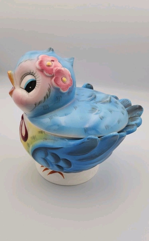 Vintage Lefton Bluebird Cookie Jar Creamer & Sugar Anthropomorphic Set ...