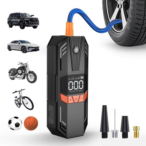 Cordless Tire Inflator Portable Air Compressor-120PSI & 6000mAh Auto ...