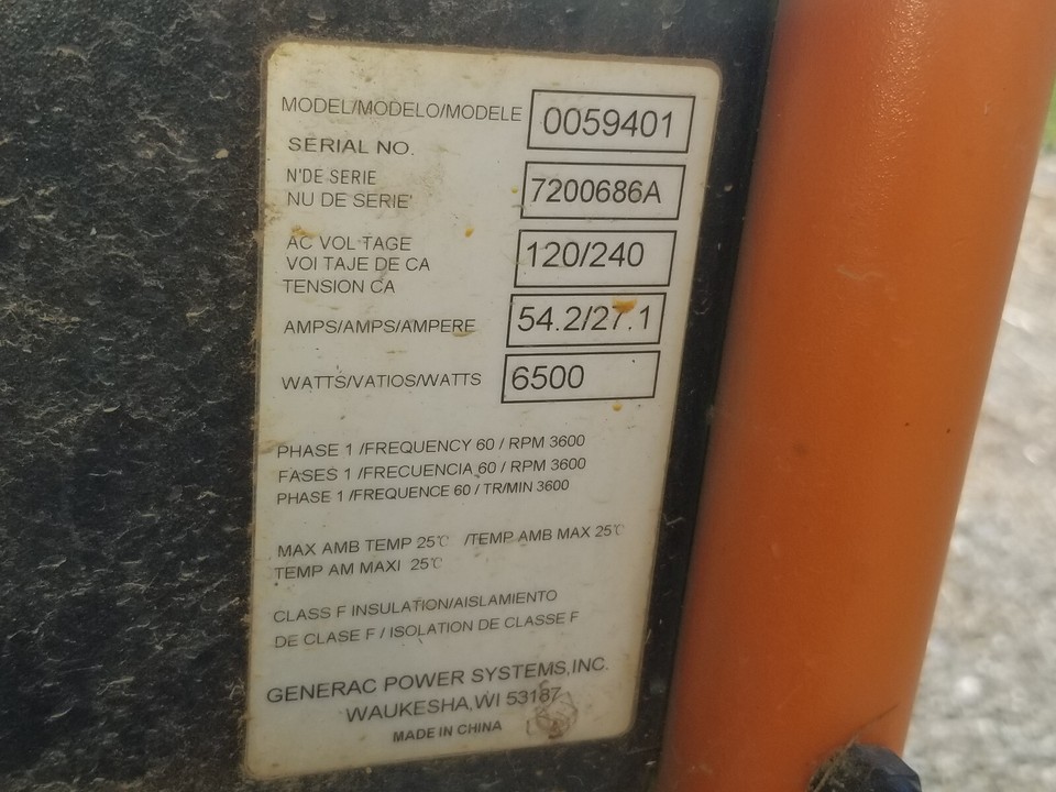 Generac GP6500 Engine (gas) with Muffler and Frame (Model 0G8442C) | eBay