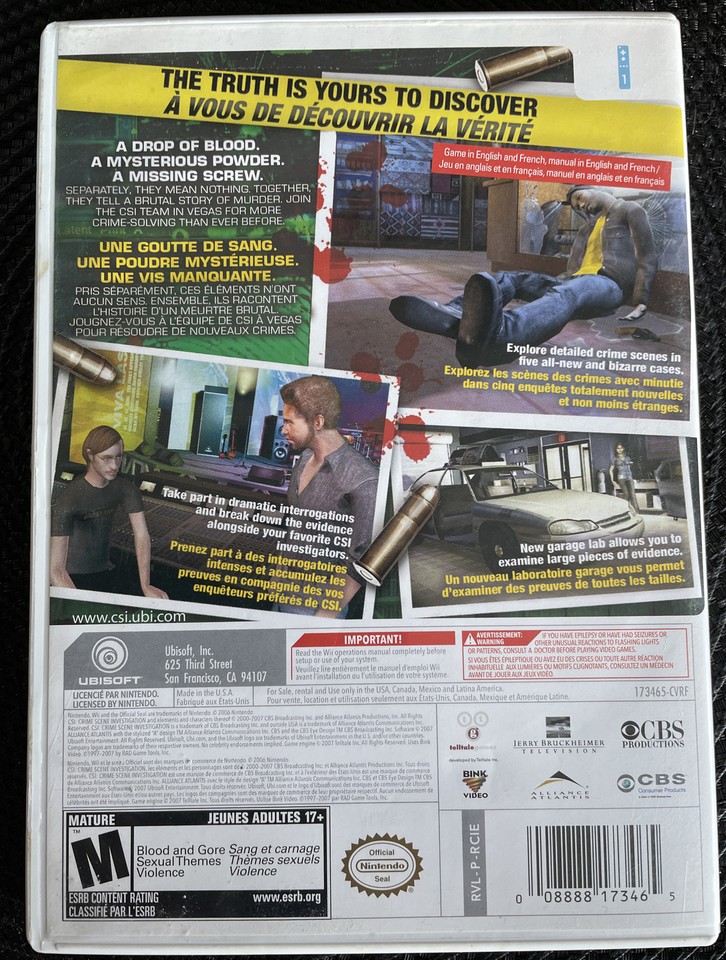 CSI: Crime Scene Investigation - Hard Evidence (Nintendo Wii, 2008) W ...