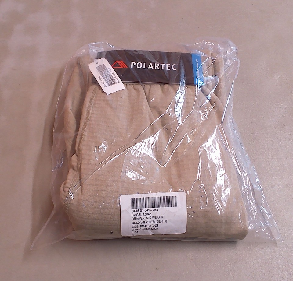 USGI Polartec Desert Tan Mid Weight L2 Gen III Cold Weather Waffle Grid ...