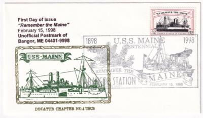 REMEMBER THE MAINE USS Maine sunk at Havana Harbor Naval Cover C4399 | eBay