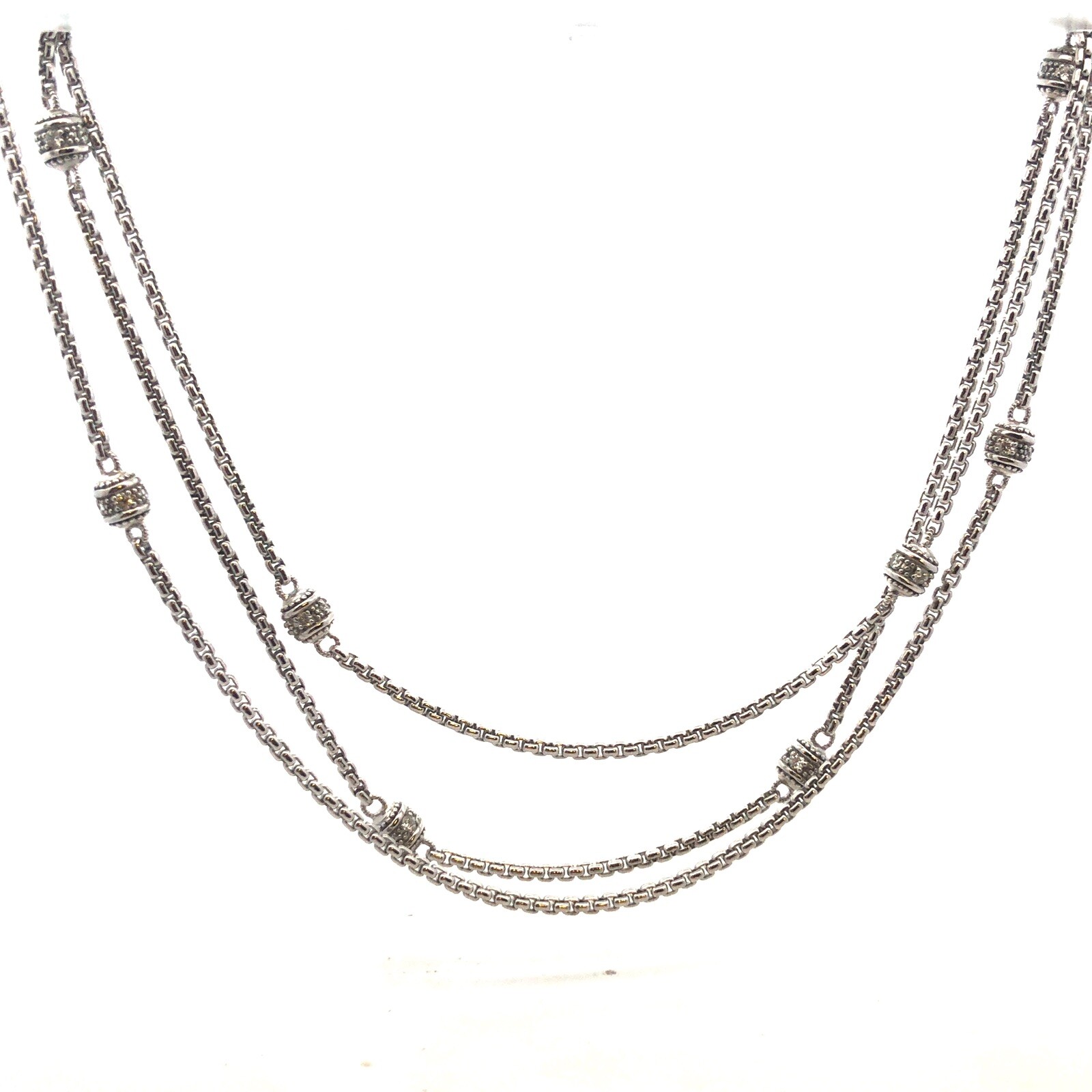 Designer Judith Ripka 925 Sterling Silver Cubic Zirconia Layering Chain ...