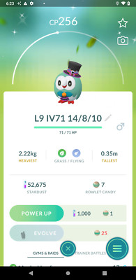 Shiny Rowlet wearing a Pokémon Halloween costume - TR-DE 20k stardust ...