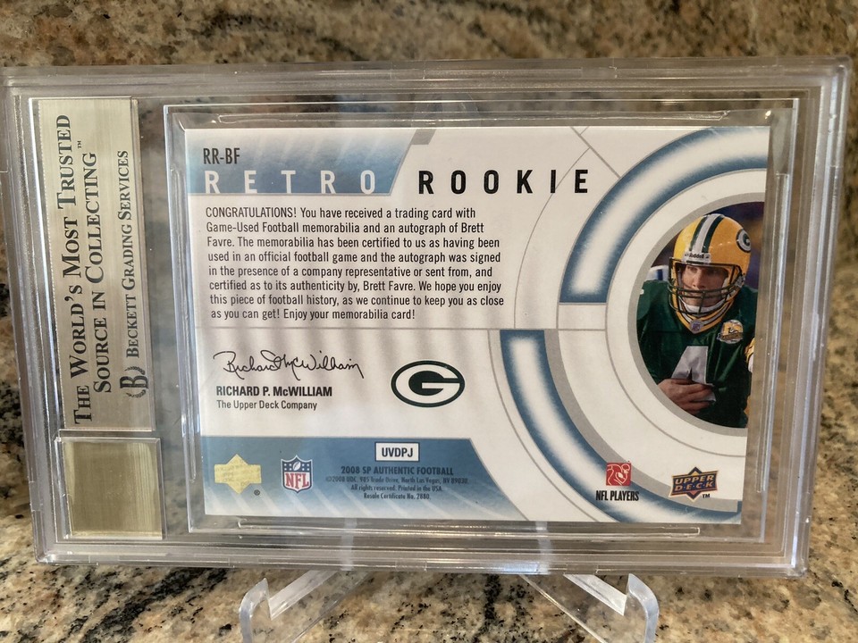BRETT FAVRE 2008 GREEN BAY PACKERS ROOKIE JERSEY AUTO UDA BGS 9.5 10 ...