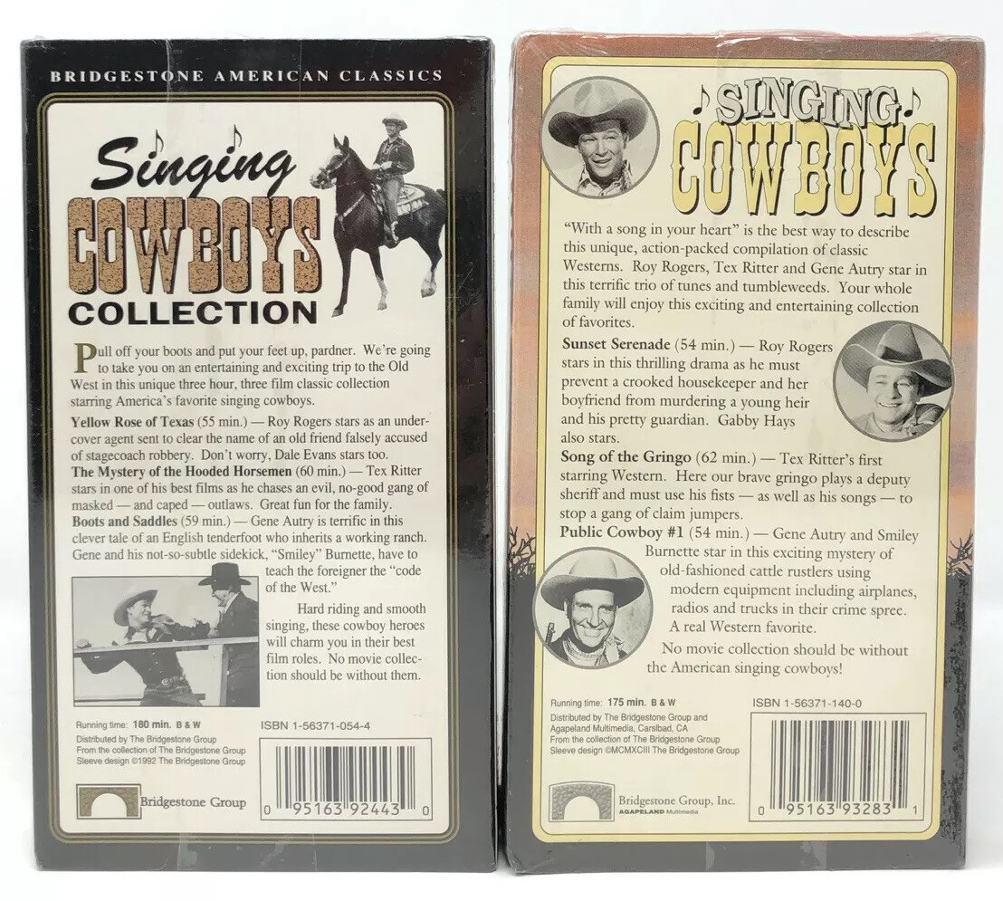 Singing Cowboys VHS Tape Lot Vol 1 & 2 - Gene Autry, Roy Rogers, Tex ...