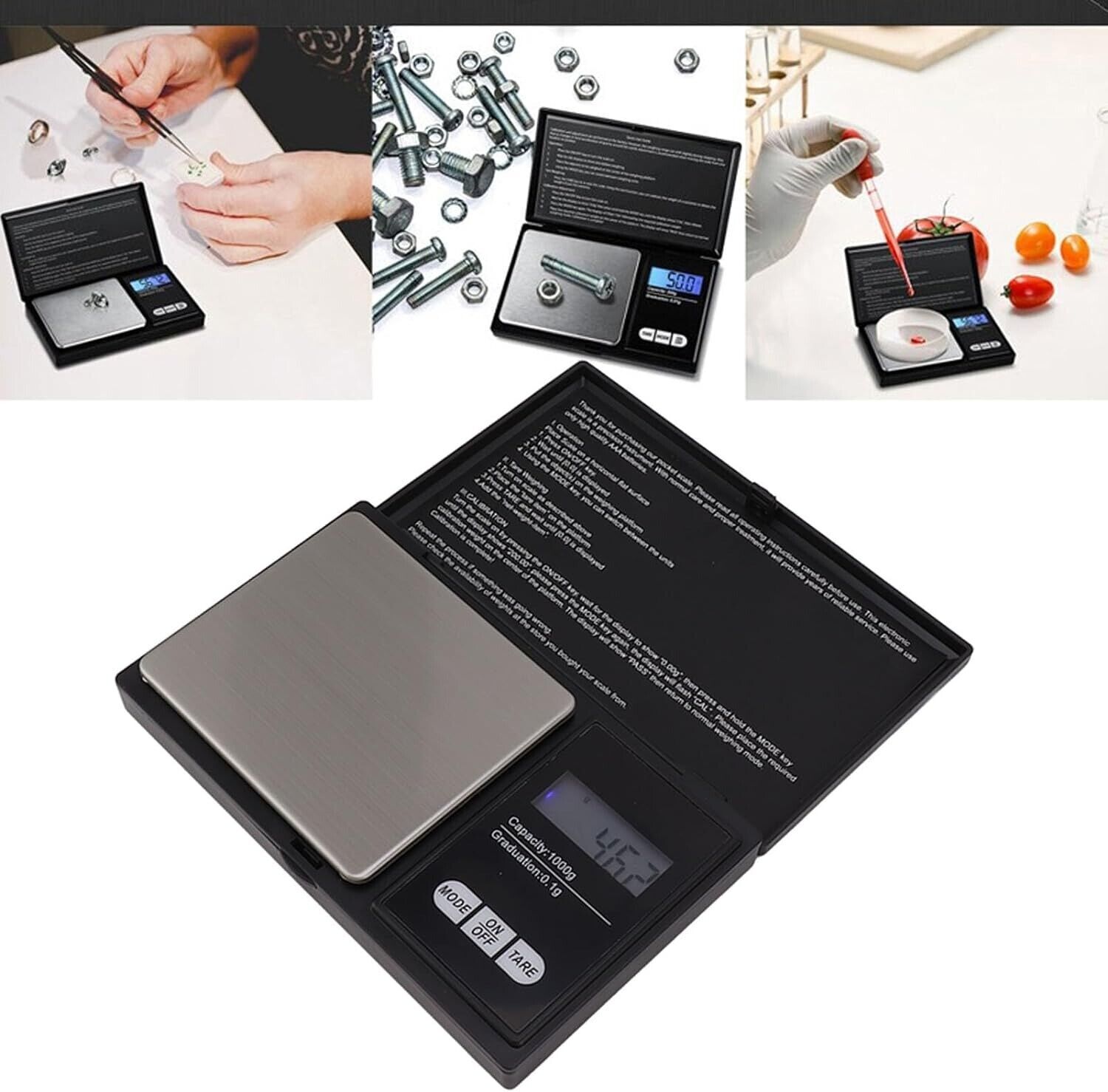 Digital Scale 1000g x 0.1g Jewelry Gold Silver Coin Gram Pocket Size ...