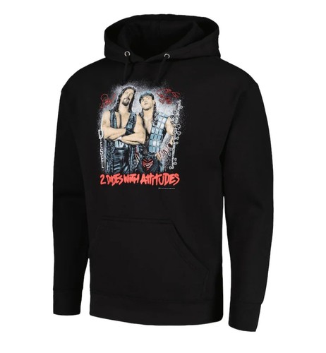 Official 2 DUDES WITH ATTITUDES Fleece Pullover Hoodie WWE Adult XL HBK ...