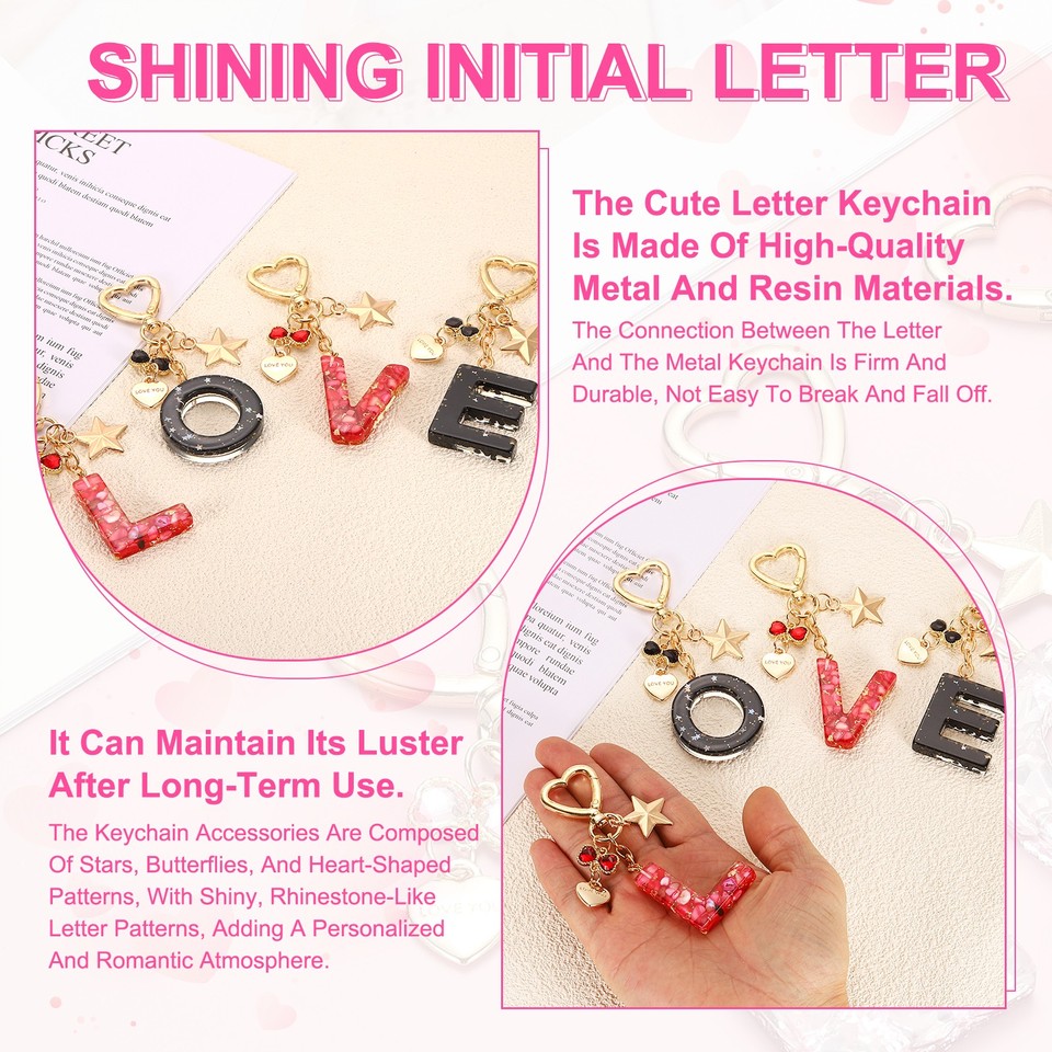 Cute Initial Letter Keychain, Letter-A Keychains for Women Girls Bling ...