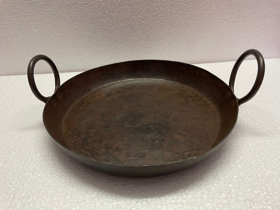 Old Antique Rare Handmade Rustic Iron Wok Kadai Deep Frying Pan ...