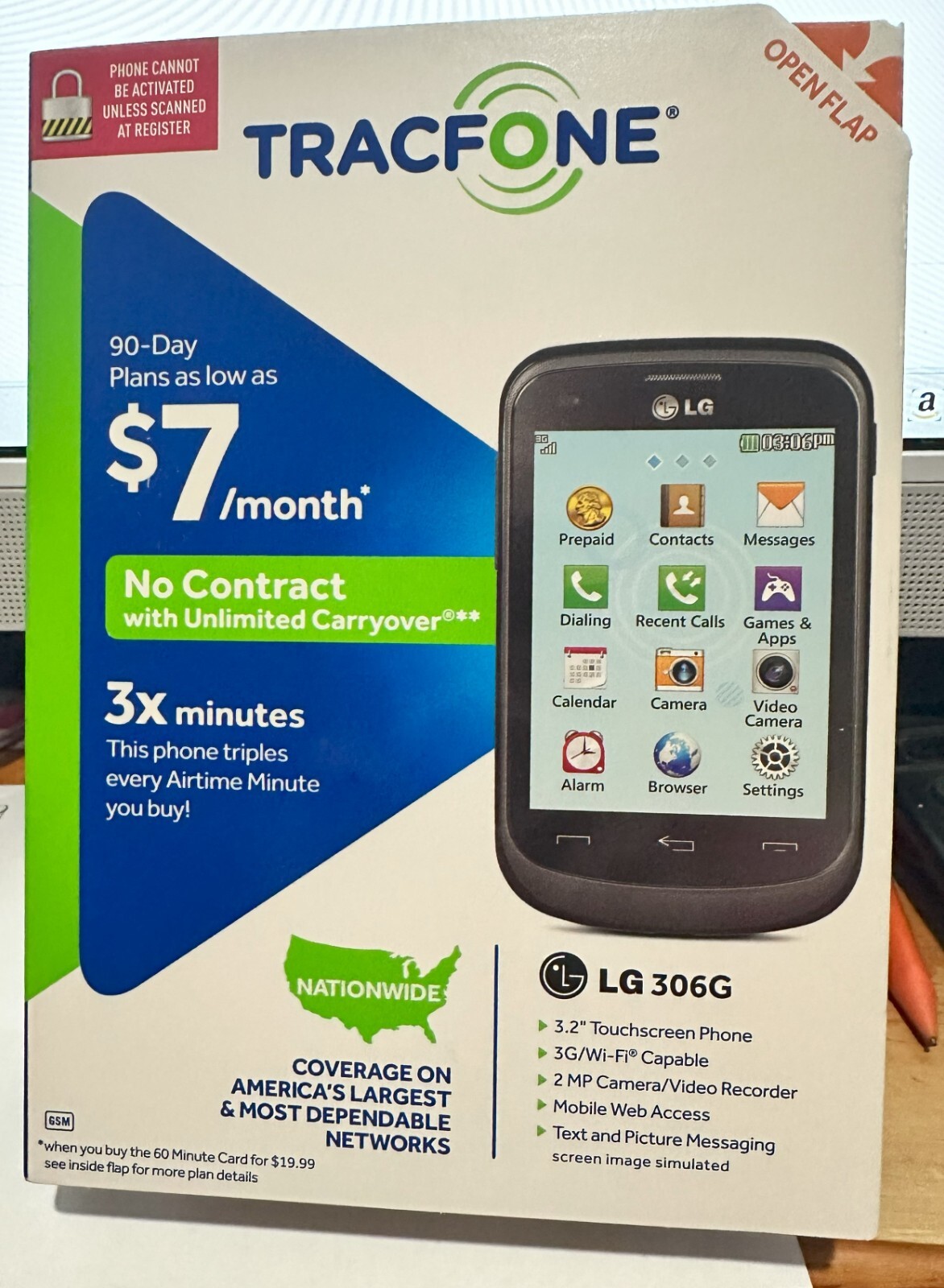 LG 306G 2G/3G TracFone Prepaid Android cell phone. NIB Sealed ...