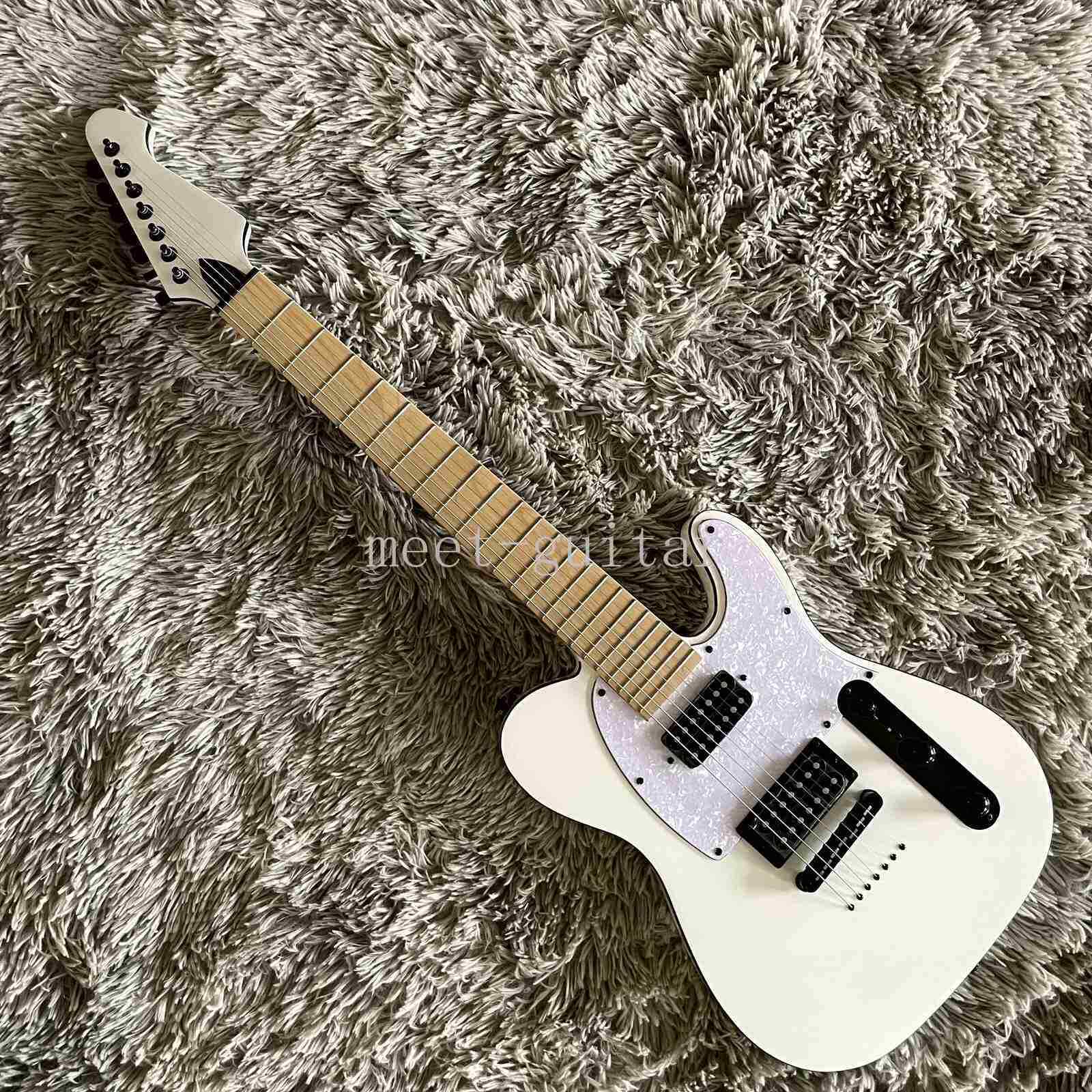 7 String White TL Electric Guitar Maple Neck Fretboard Pearl Pickboard ...