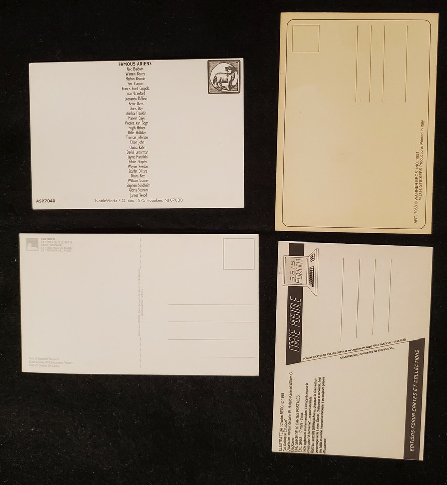 Horoscope Aries Postcards - Italy, France, USA circa 1990s (Set of 4 ...