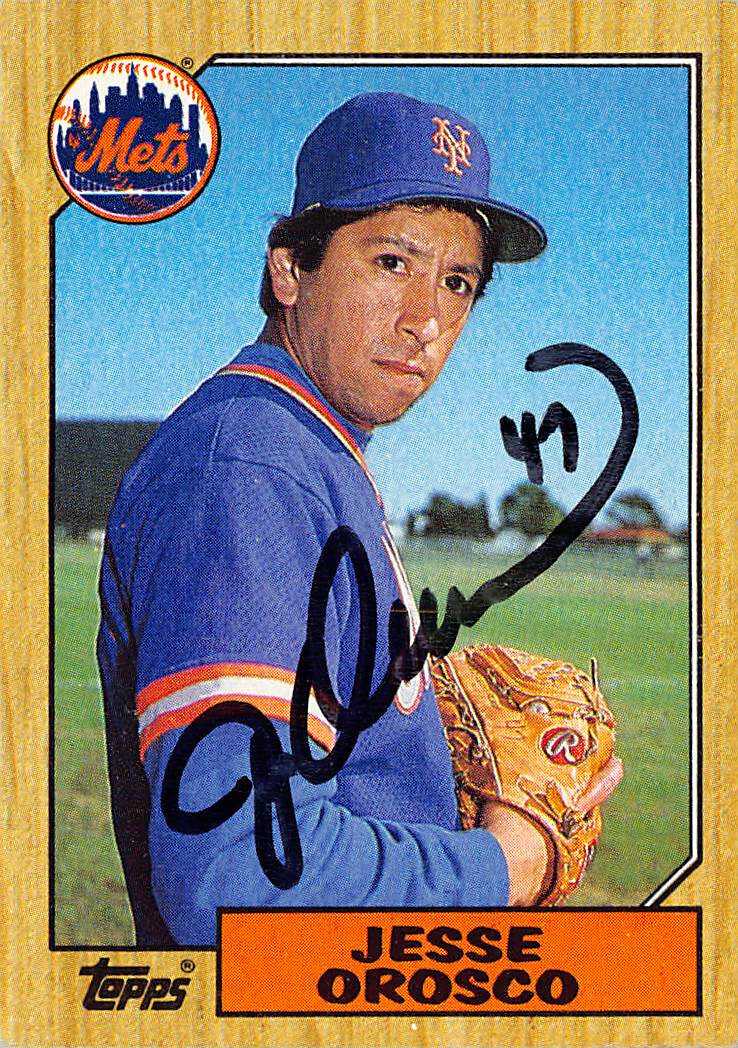 Jesse Orosco autographed baseball card (New York Mets 67) 1987 Topps ...