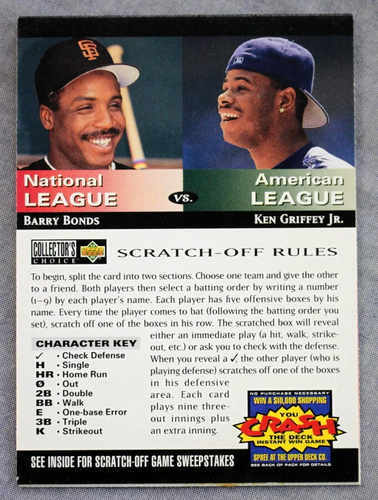 Ken Griffey Jr /Barry Bonds 1994 UD Collectors Choice Sweepstakes ...