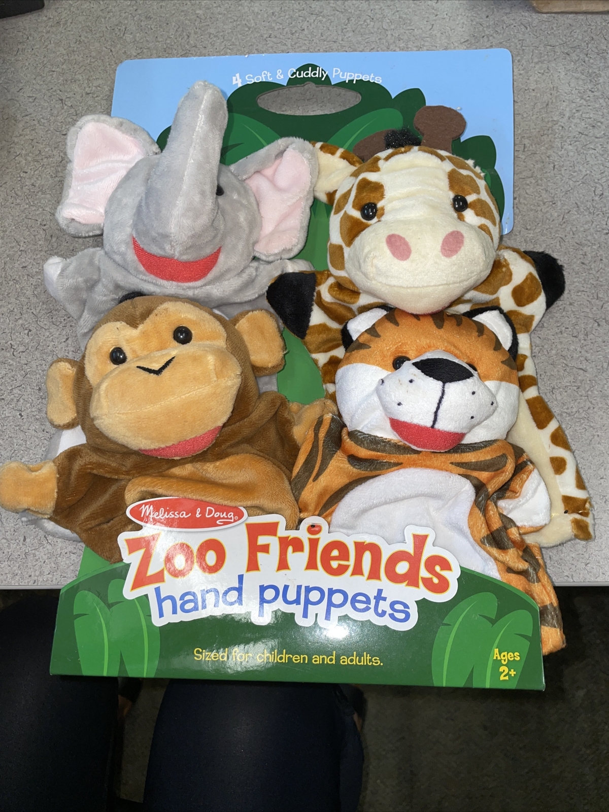 Melissa & Doug Farm Friends Hand Puppets Set of 4 Elephant Giraffe ...