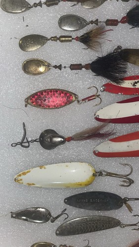 Huge Vintage Spoon Spinner Fishing Lure Lot Metal Antique Mepps Johnson ...
