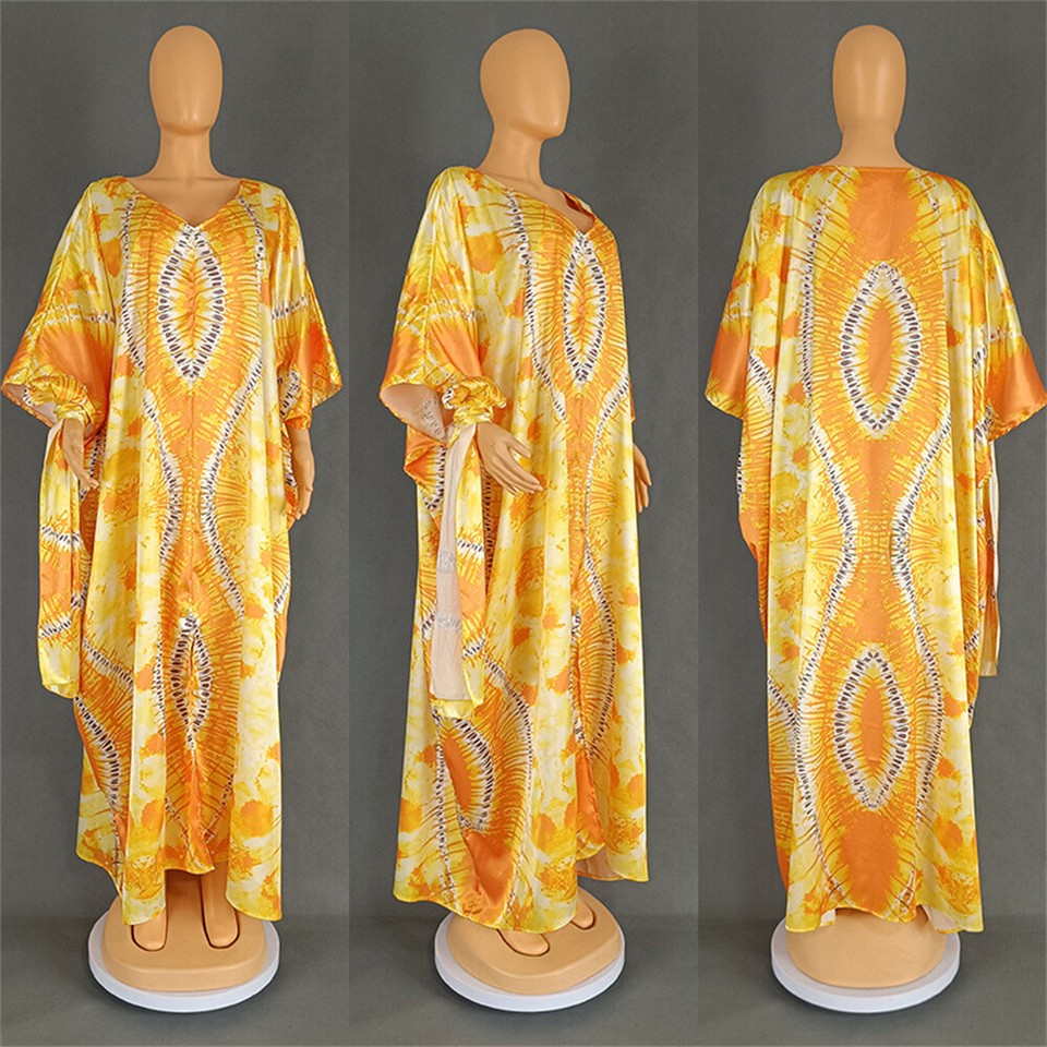 Hijab African Women Long Dress Dashiki Printed Kaftan Loose Robe ...