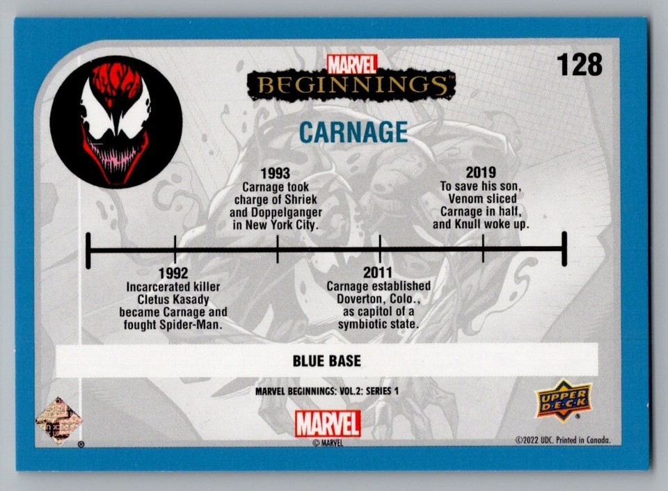 2023 MARVEL BEGINNINGS-BLUE CARNAGE #128 | eBay