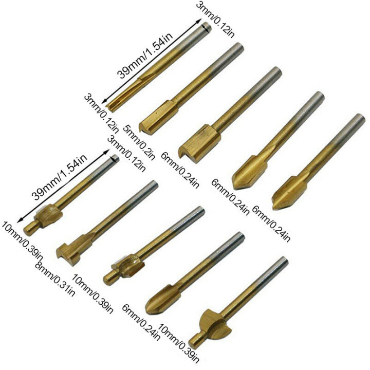 10PCS for Dremel Rotary Tool Sets 1/8" 3mm Mini Shank HSS Titanium ...