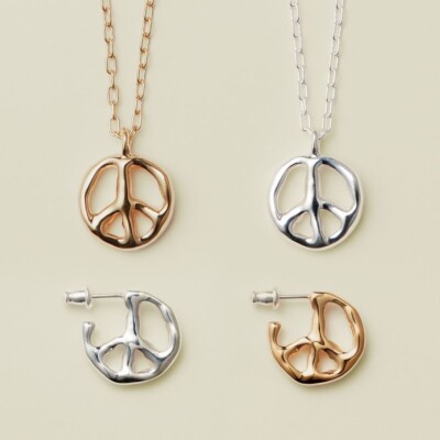 AMBUSH Peace Symbols Logo Silver Gold Metal Charm Necklace Ear Stud ...