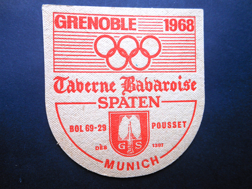 rare sous bock " POUSSET SPATEN MUNICH " GRENOBLE 1968 . | eBay