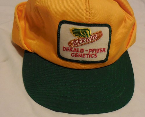 1 Dekalb Pfizer Genetics Hat Ear Flap Fitted L large Cap Hat Patch VTG ...