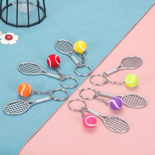 Tennis Keychain, 2 Pcs Metal Tennis Racket Key Chains Sports Pendant ...