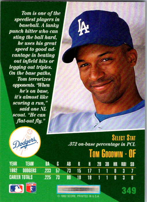 Tom Goodwin 1993 Select #349 Baseball Card | eBay