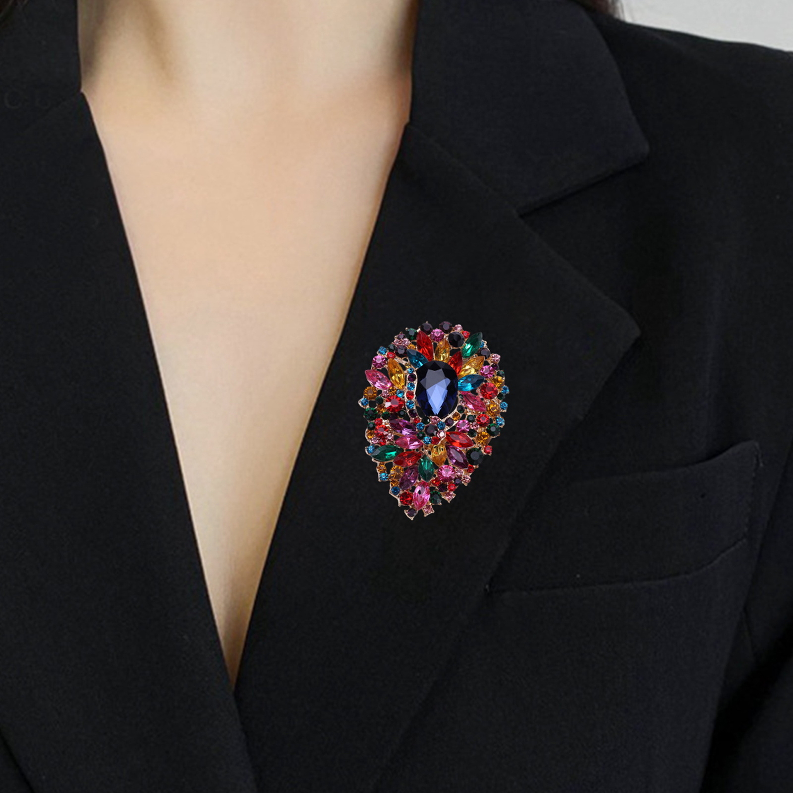 Clothes Brooch Exquisite Gift Elegant Waterdrop Shape Lapel Pin Compact ...