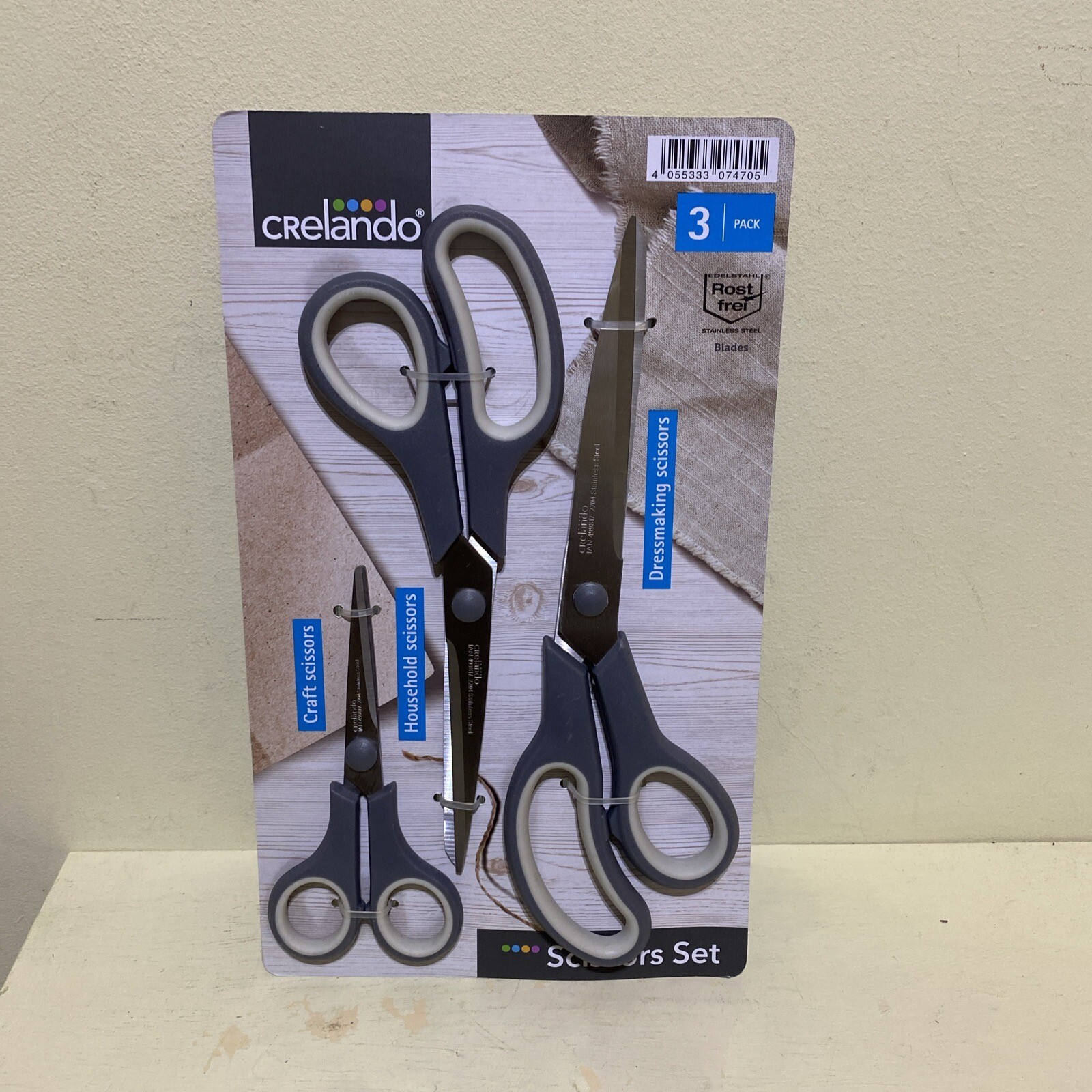 Crelando 3 Pack Scissors Set Stainless Steel Dressmaking, Household ...