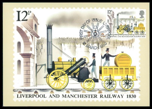 GB UK MK 1980 RAILWAY LIVERPOOL MANCHESTER CARTE MAXIMUM CARD MC CM ...